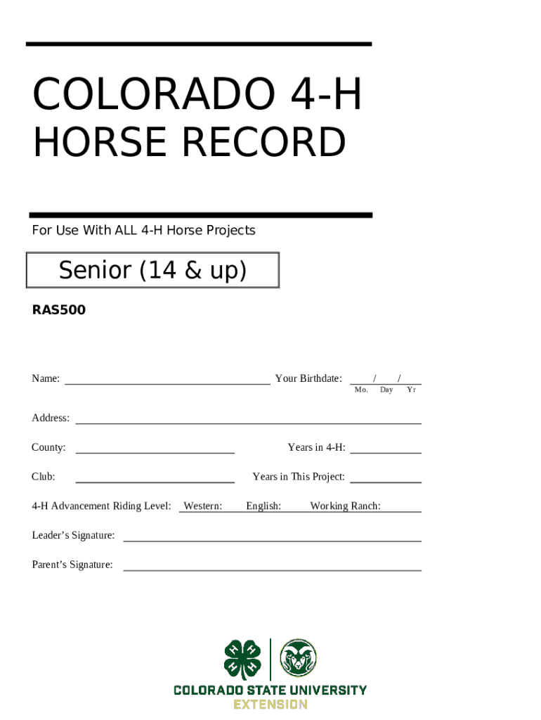 For Use With ALL 4-H Horse Projects Doc Template | pdfFiller