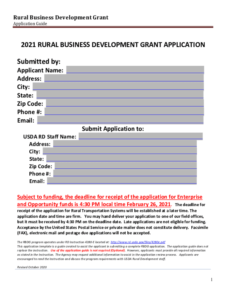 Fillable Online 2021 RURAL BUSINESS DEVELOPMENT GRANT Fax Email Print ...