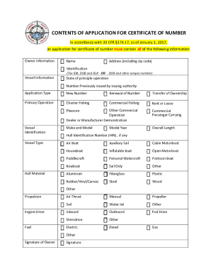 Fillable Online Contents of Application for Certificate of Number ...