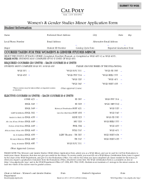 Fillable Online 0BWomen's & Gender Studies Minor Application Form Fax ...
