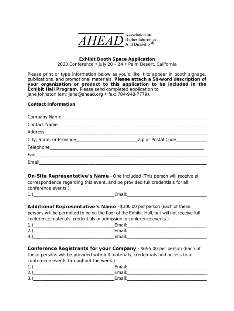 Exhibitor Application - online donation Doc Template | pdfFiller