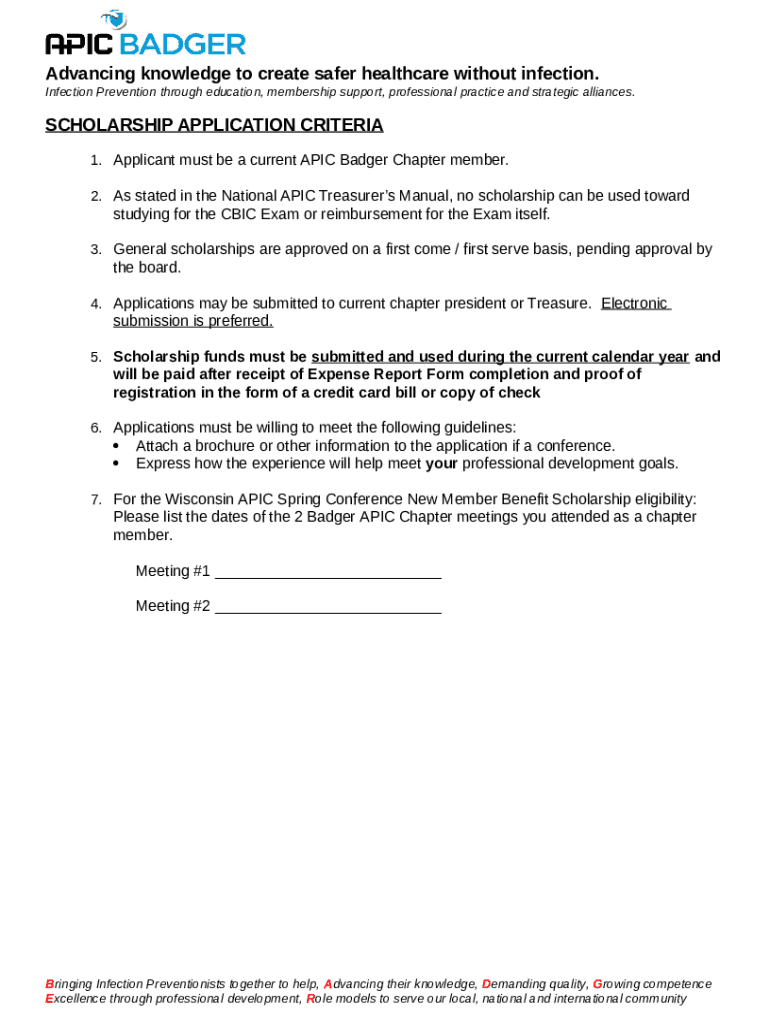 Applicant must be a current APIC Badger Chapter member Doc Template ...