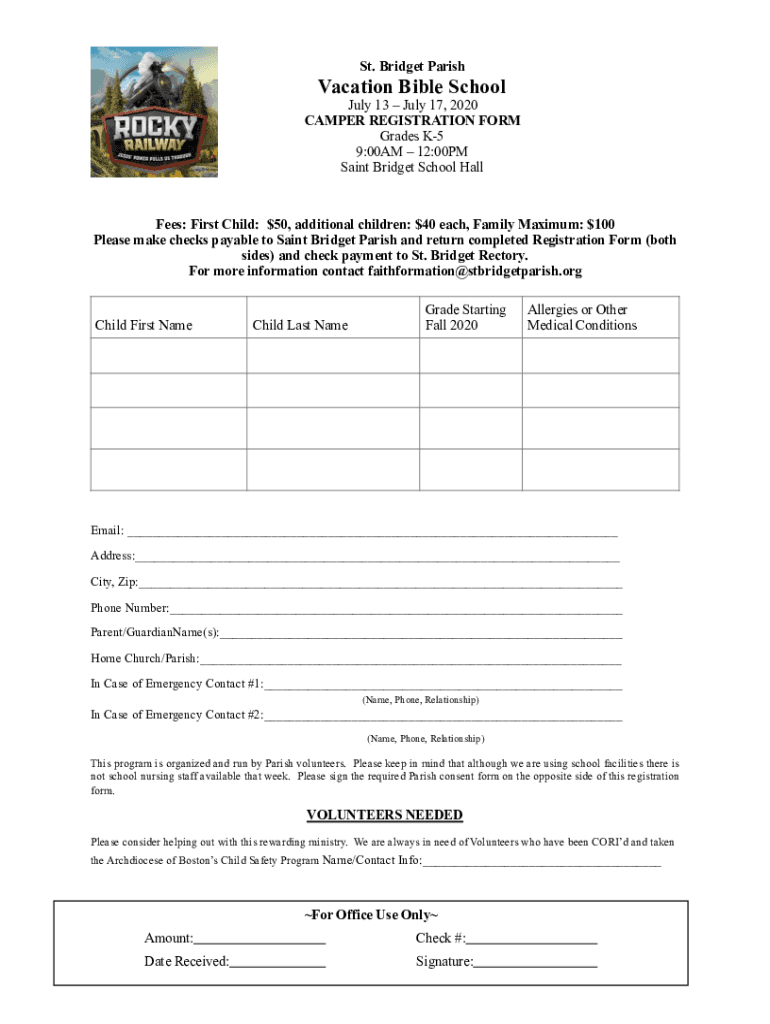 Fillable Online VBS 2020 Forms Fax Email Print - pdfFiller