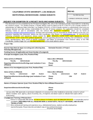 Request for EXEMPTION of a Project Involving Human SuBjects Doc ...