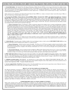 Fillable Online PDF instruction and information sheet for sf 180 ...