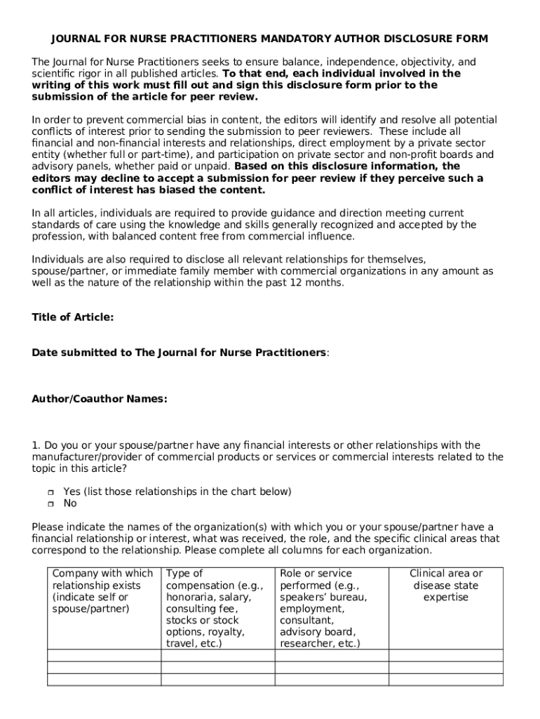 NPA FACULTY DISCLOSURE - Elsevier Doc Template | pdfFiller