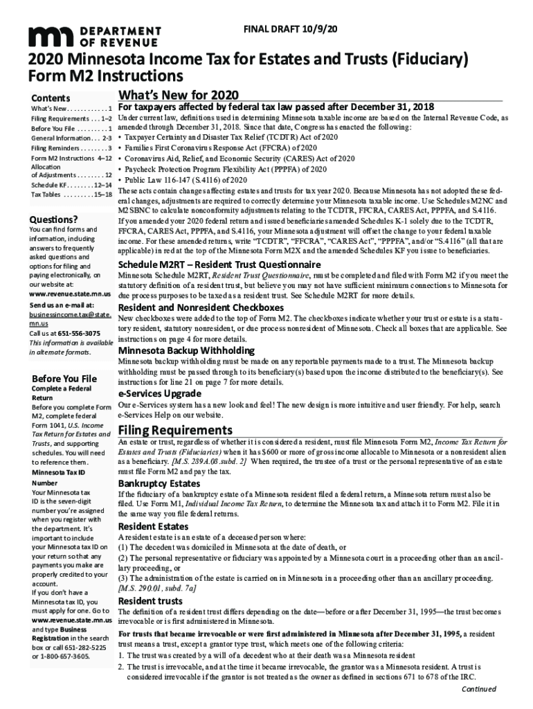Fillable Online minnesota form m2 instructions 2020 Fax Email Print ...