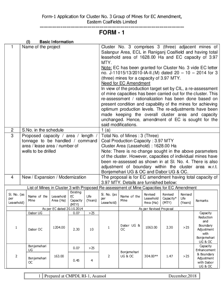 Fillable Online FORM - 1 - Environmental Clearance Fax Email Print ...