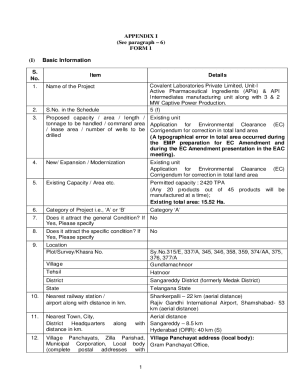 Fillable Online APPENDIX I (See paragraph 6) FORM 1 (I) Basic ...