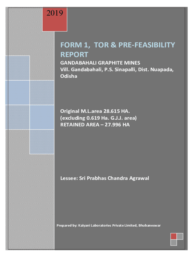 Fillable Online form 1, tor & pre-feasibility report 2019 ...