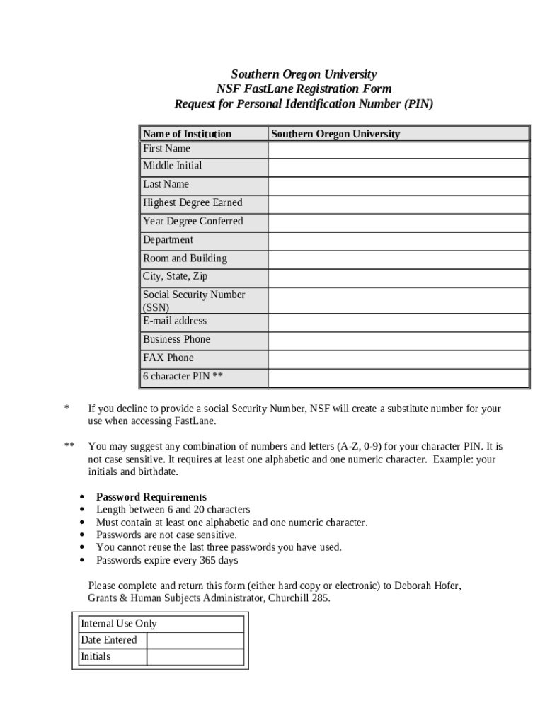 NSF FastLane Registration - Southern Oregon University - inside sou Doc ...