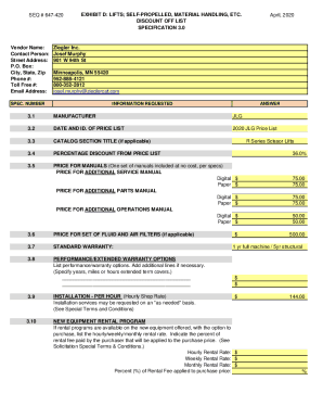Fillable Online EXHIBIT D: LIFTS; SELF-PROPELLED, MATERIAL HANDLING ...
