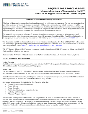 Fillable Online 2018 ITS/CAV Support Services Master Contract Program ...