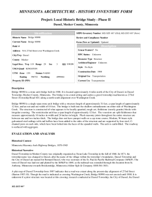 Fillable Online Bridge Inventory Form - MnDOT Fax Email Print - pdfFiller