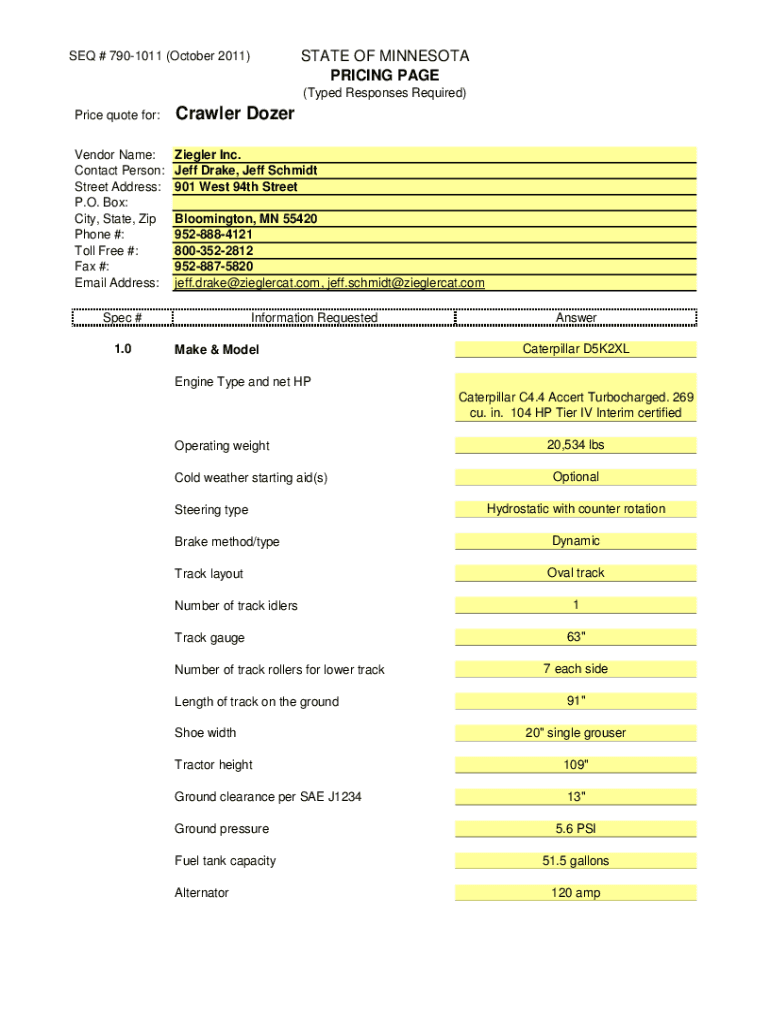 Fillable Online Caterpillar D5K2XL - Crawler Dozer Fax Email Print ...