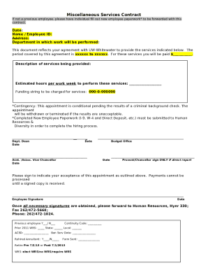 Miscellaneous Services Contract Doc Template | pdfFiller