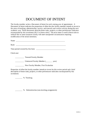 DOCUMENT OF INTENT Doc Template | pdfFiller