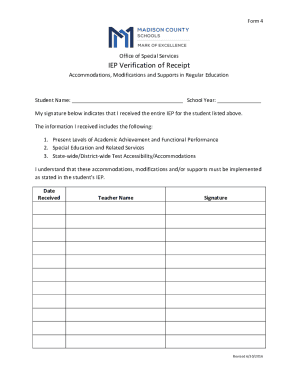 Fillable Online IEP Verification of Receipt Fax Email Print - pdfFiller