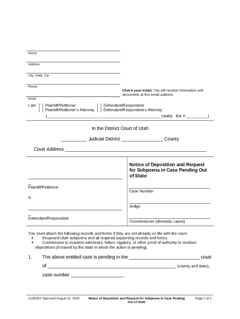 Notice of Deposition and Request for Subpoena in Case ... Doc Template ...