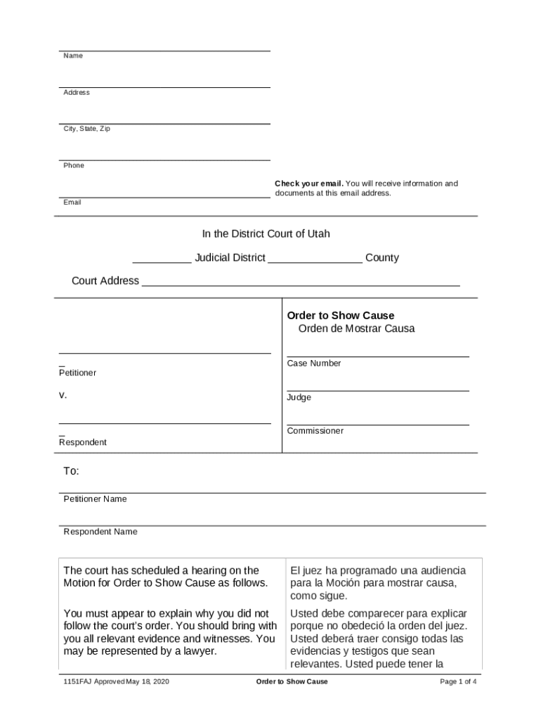 Order to Show Cause (Orden de Mostrar Causa). Order to Show Cause ...