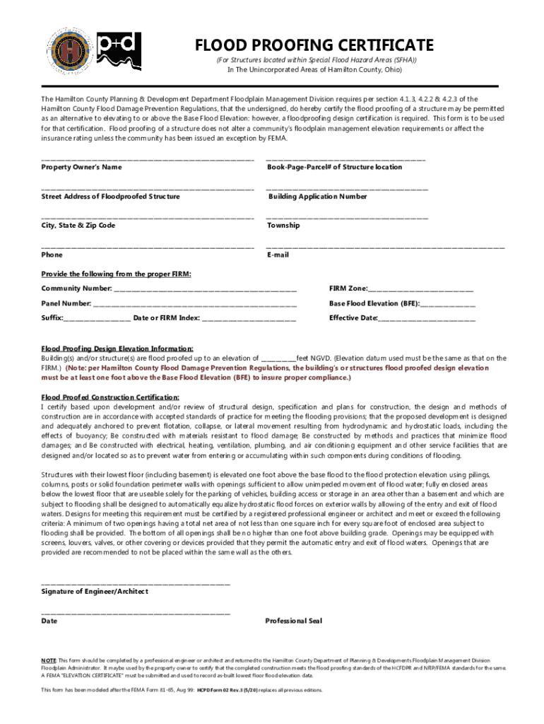 Fillable Online 2 FLOODPROOFING CERTIFICATE 2020 Fax Email Print ...