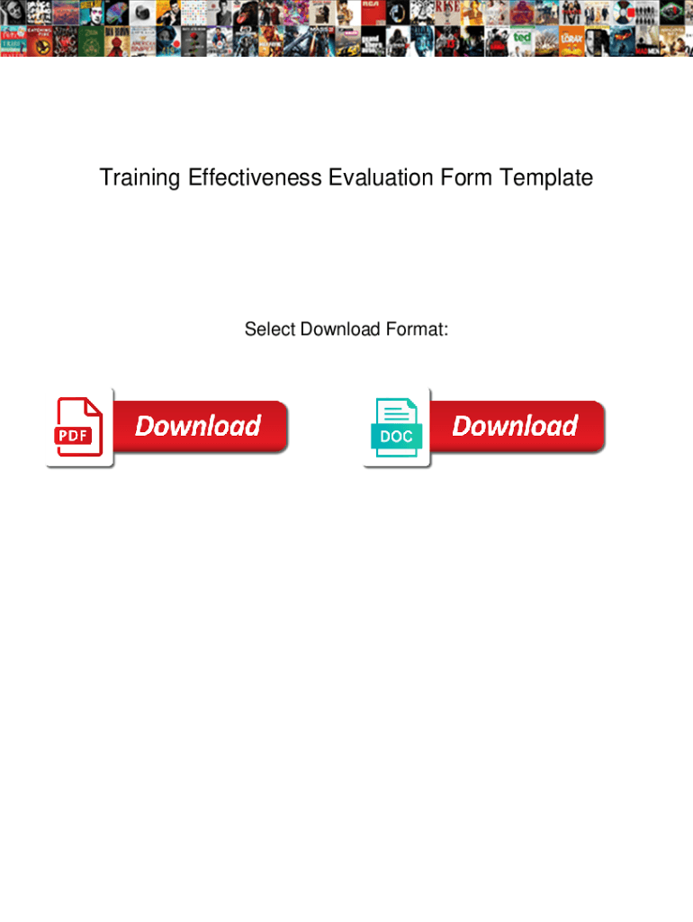 Fillable Online Training Effectiveness Evaluation Form Template ...