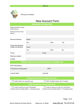 Fillable Online New Account Form - uploads.strikinglycdn.com Fax Email ...