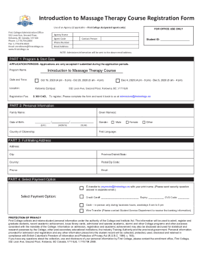 Fillable Online Introduction to Massage Therapy Course Registration ...