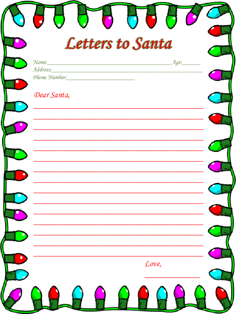 Fillable Online Letter to Santa Application Fax Email Print - pdfFiller