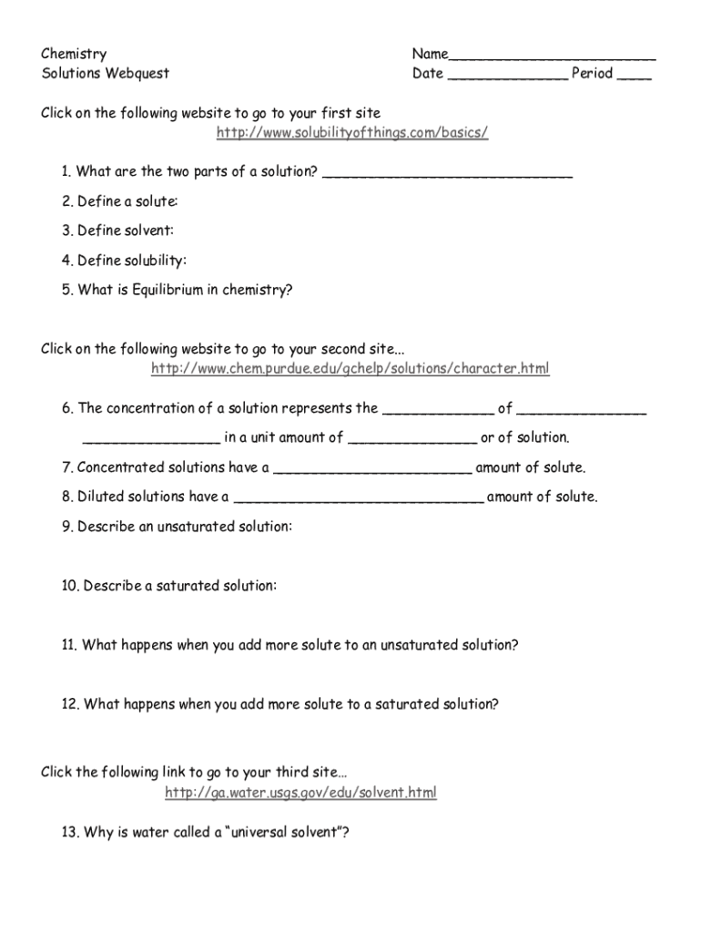 Solubility Webquest Answer Key - Fill Online, Printable, Fillable ...