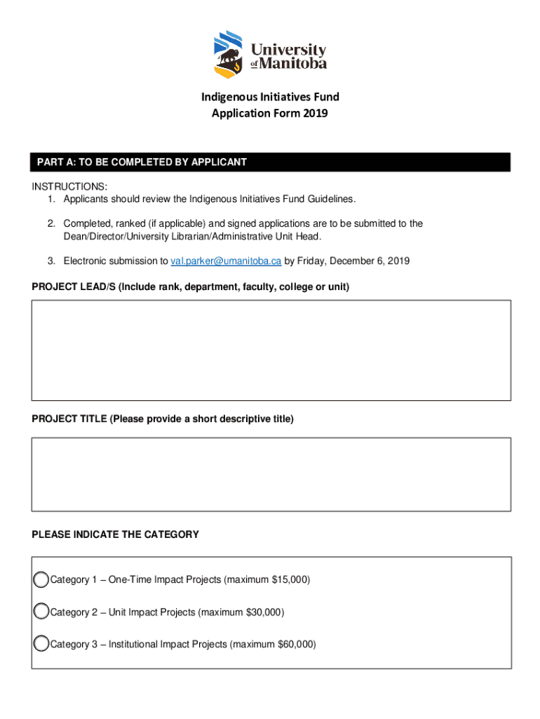 Fillable Online Indigenous Initiatives Fund Application Form 2019 Fax ...