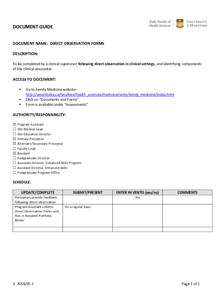 Fillable Online Direct Observation Forms Fax Email Print - pdfFiller