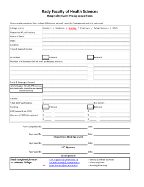 Fillable Online Hospitality Event Pre-Approval Form Fax Email Print ...