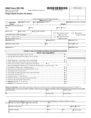 Fillable Online 2020 Form OR-706 Office use only - Oregon Fax Email ...
