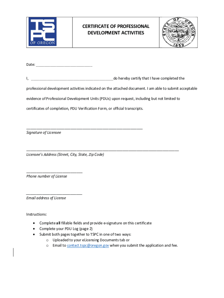 Fillable Online Renewal - Fillable Certificate of PDUs 112020.docx Fax ...