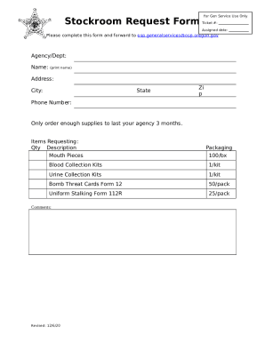 OSP Stockroom Order - Oregon State Police Doc Template | pdfFiller