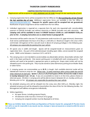 Fillable Online CAMPING REGISTRATION RULES/REGULATIONS Fax Email Print - pdfFiller