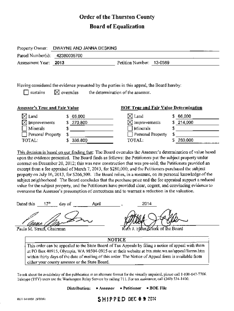 Fillable Online PDF Order of the Thurston County Fax Email Print ...