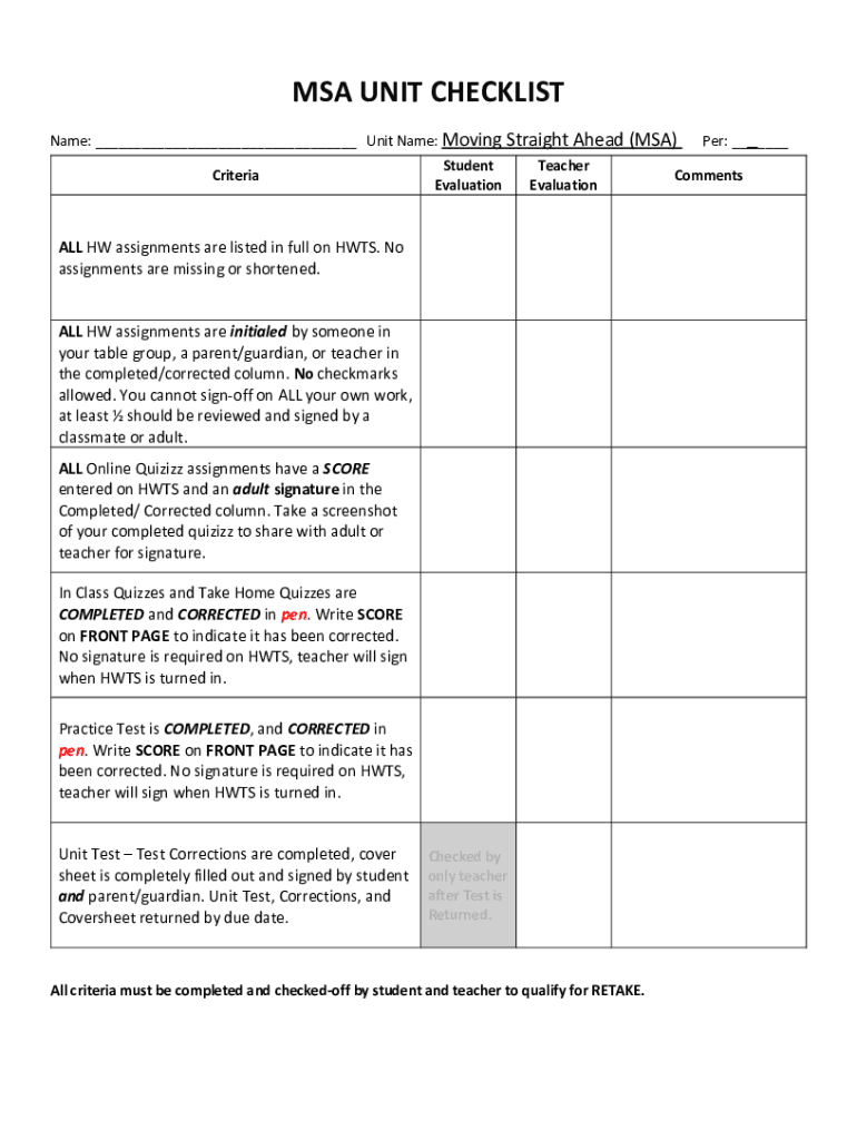 Fillable Online Moving Straight Ahead (MSA) Title: MSA 1.3 Using Linear ...