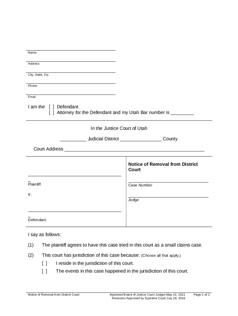 Notice of Removal from District Court Doc Template | pdfFiller