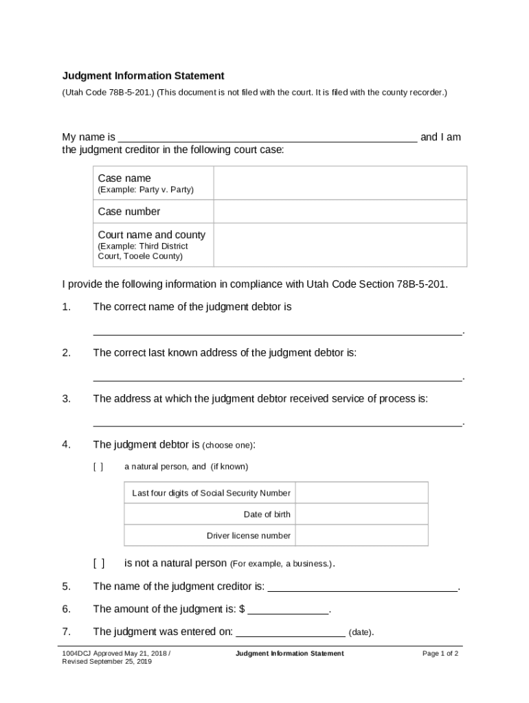 Judgment Ination Statement. Judgment Ination Statement Doc Template | pdfFiller