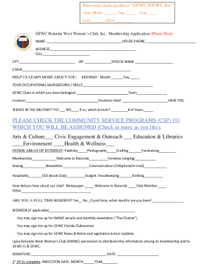 Fillable Online Please make checks payable to: GFWC Fax Email Print ...