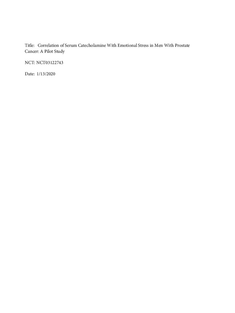 Fillable Online Title: Correlation of Serum Catecholamine With ...
