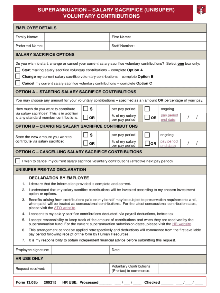 Fillable Online staff mq edu Default member contributions form ...