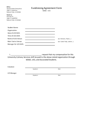 Fillable Online Bill to: Fundraising Agreement Form Fax Email Print ...