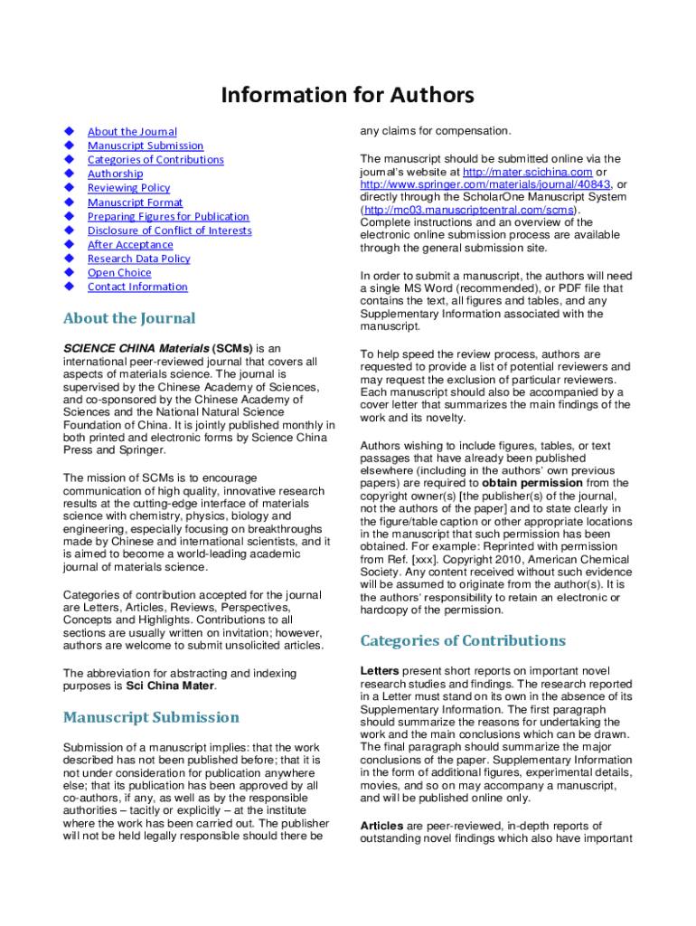 Fillable Online Information for Authors - Springer Fax Email Print ...