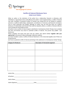 Fillable Online Conflict-of-Interest Disclosure Form - Springer Fax ...