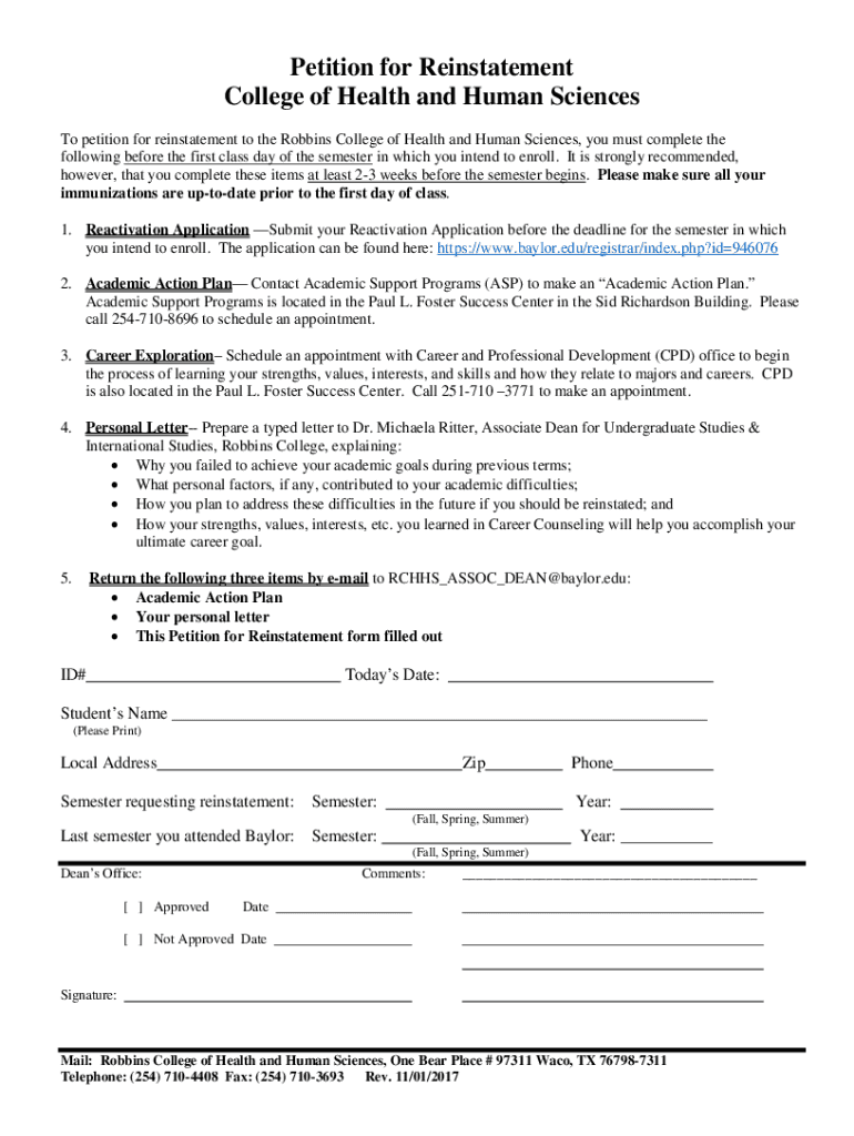 Fillable Online Reinstatement form: Petition for Reinstatement ...