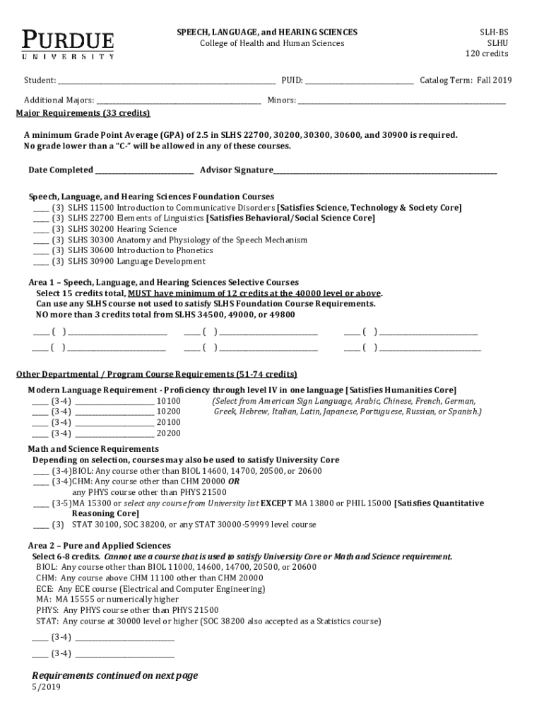 Fillable Online Requirements continued on next page - Purdue University ...