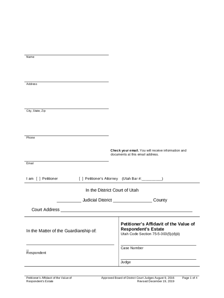 Petitioner's Affidavit of the Value of ... - Utah Courts Doc Template ...